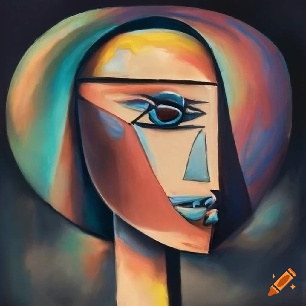 Charcoal artwork with colorful and messy cubist design on Craiyon