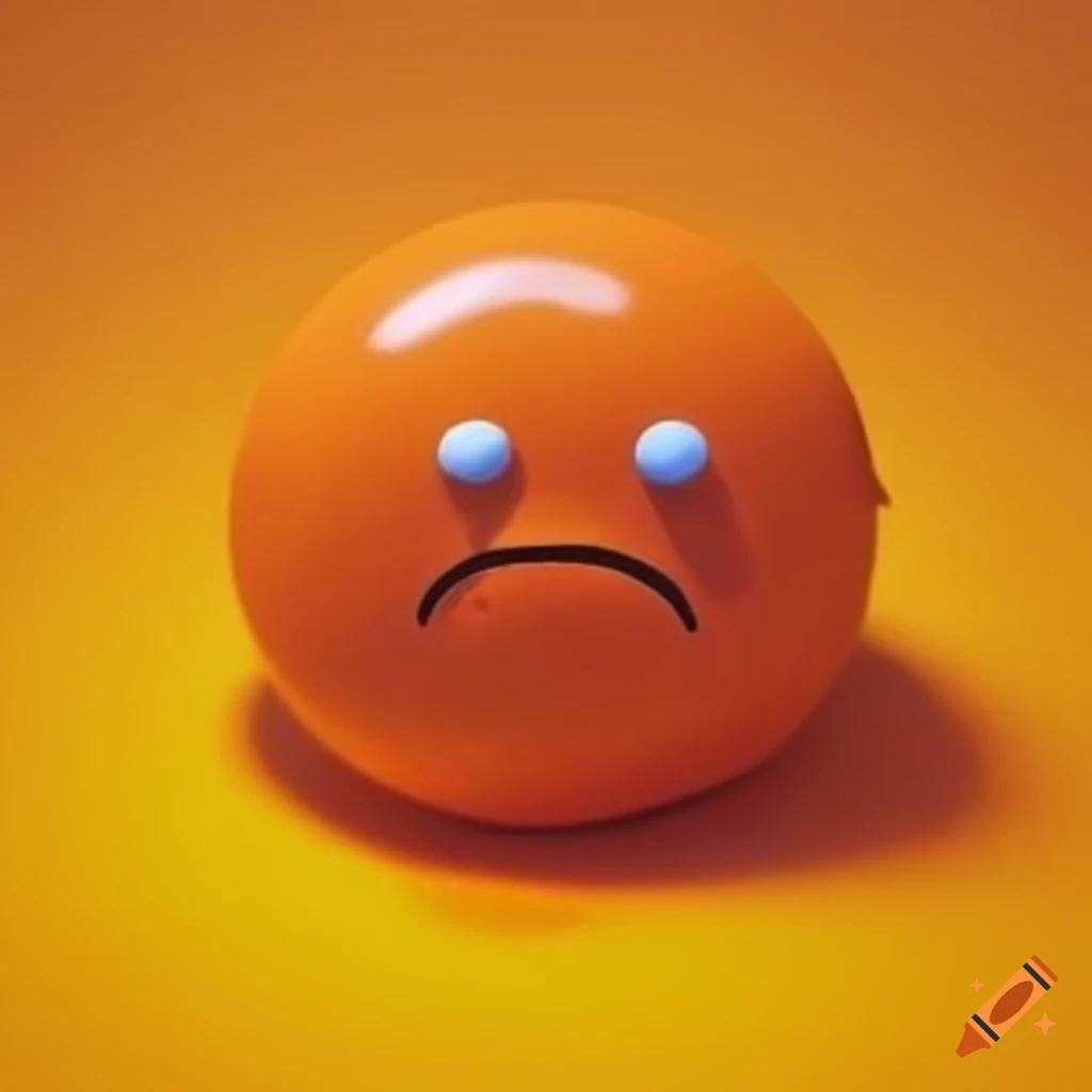 Abstract artwork of a sad orange blob