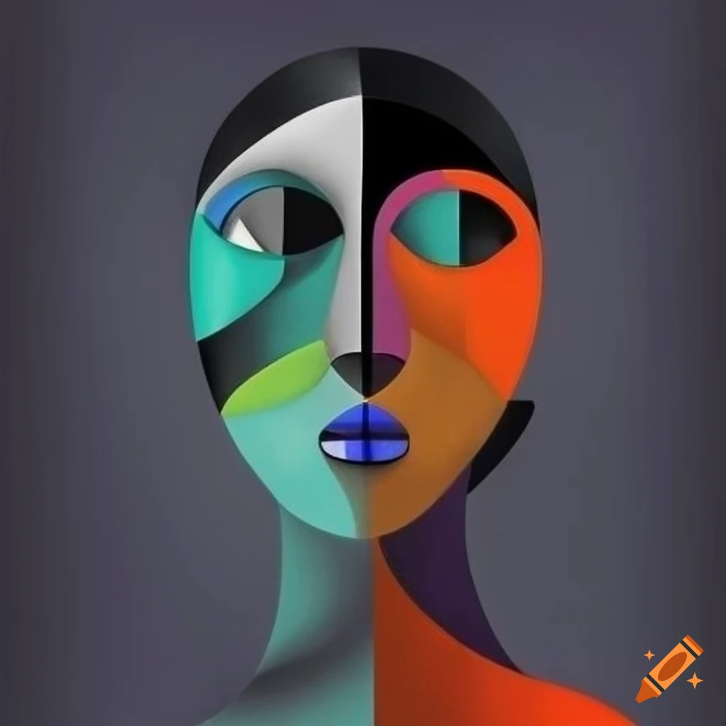 Cubist surrealist artwork with subtle colors and accents of black on ...
