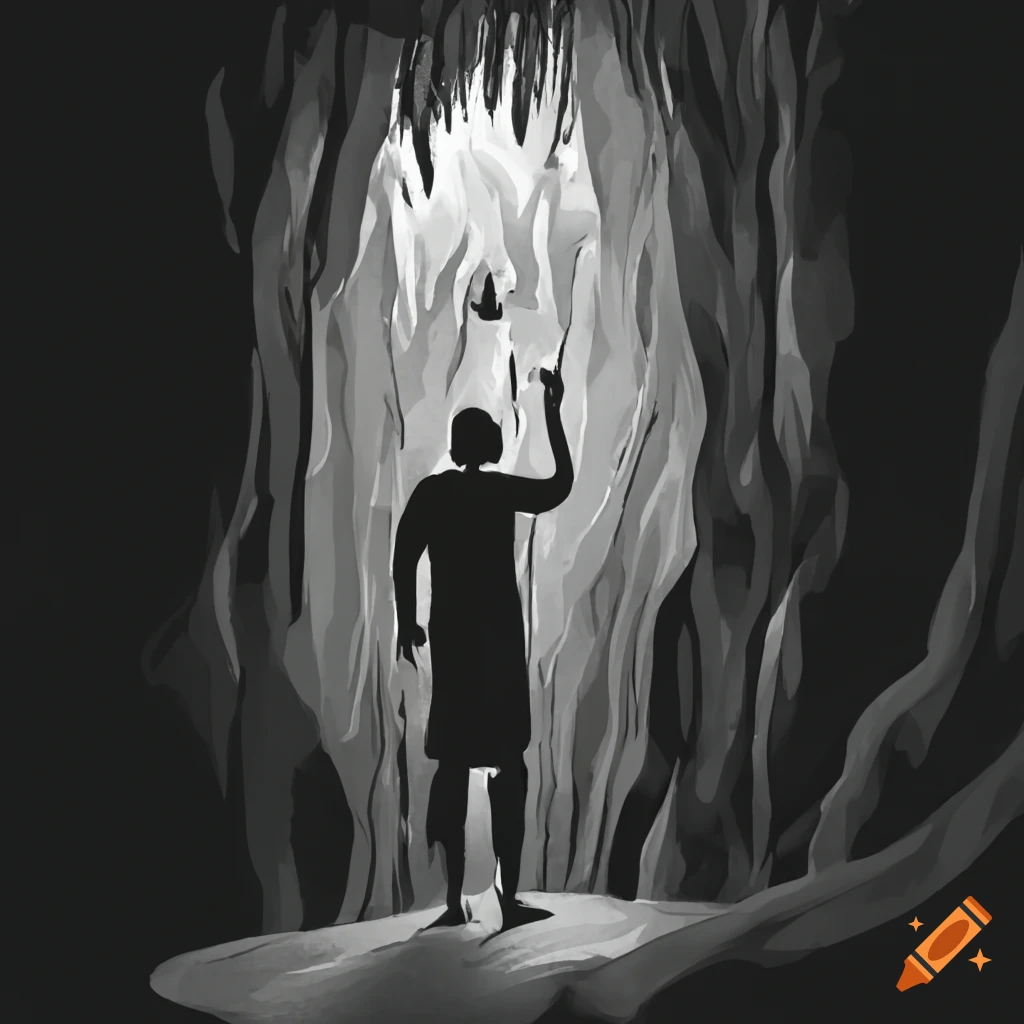 Man facing an echo in a cave on Craiyon