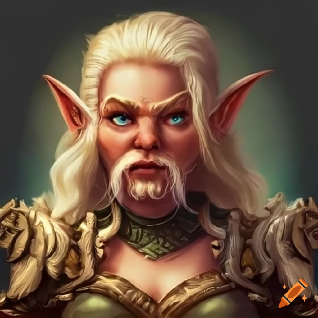 Illustration of a female dwarf with blonde hair and majestic beard on ...