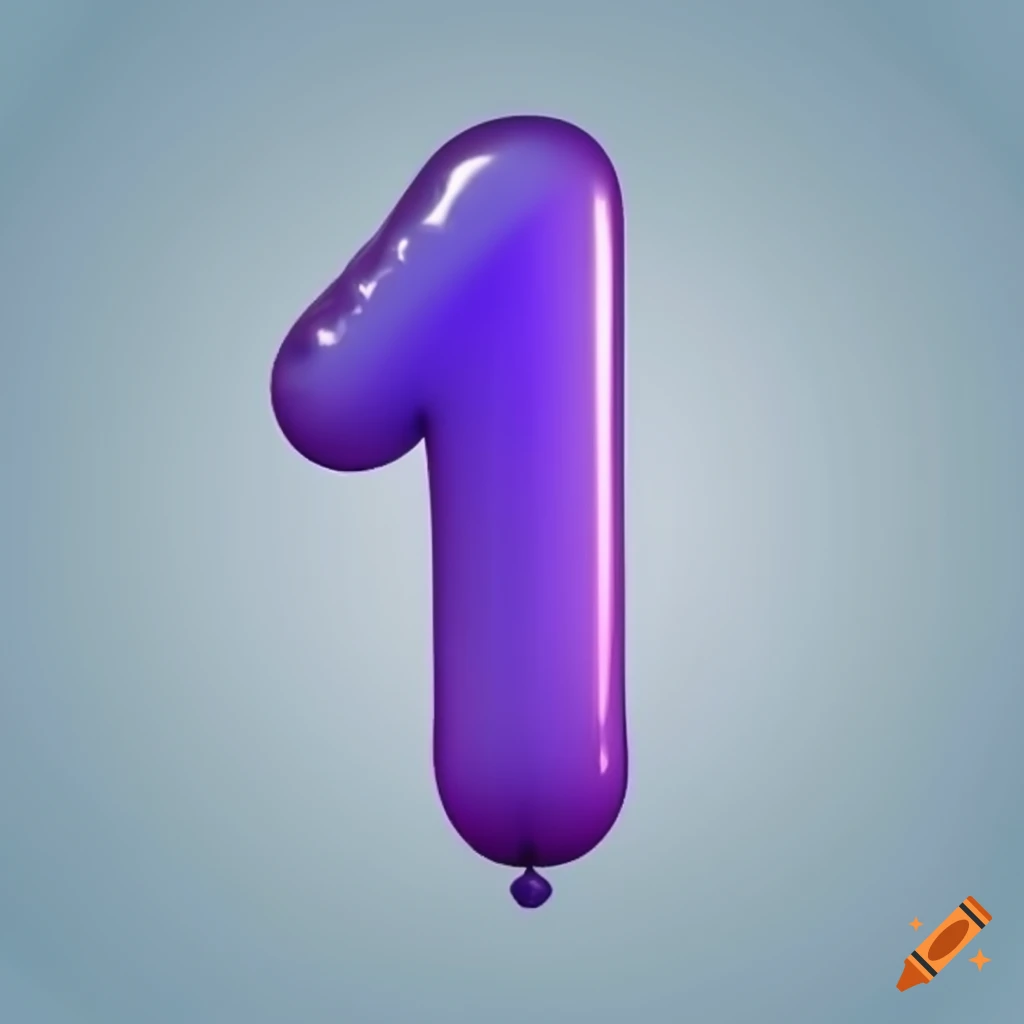 Purple and blue gradient balloon shaped like number one on Craiyon
