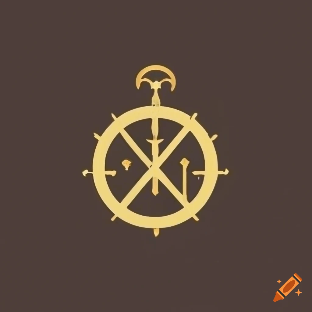 Minimalistic logo with an antique gold astrolabe on Craiyon