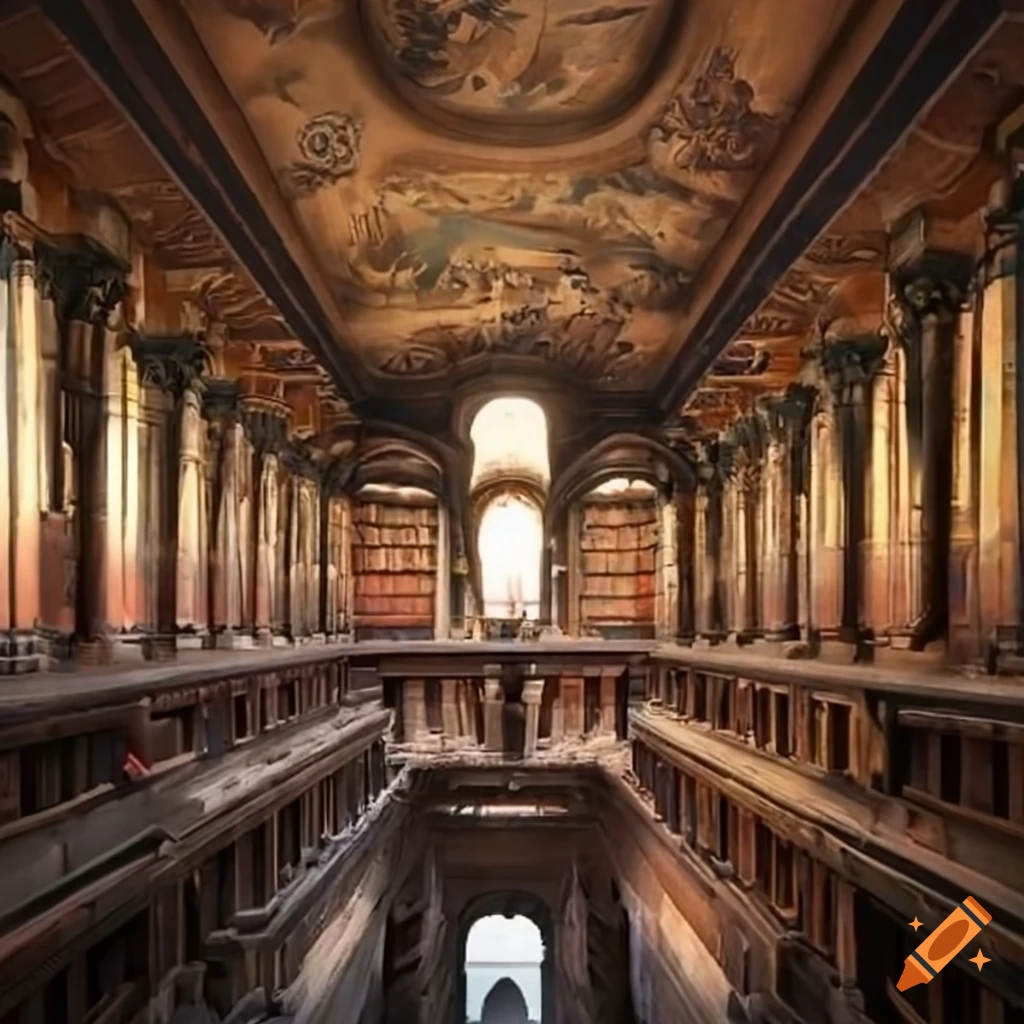 Image of a grand ancient library on Craiyon