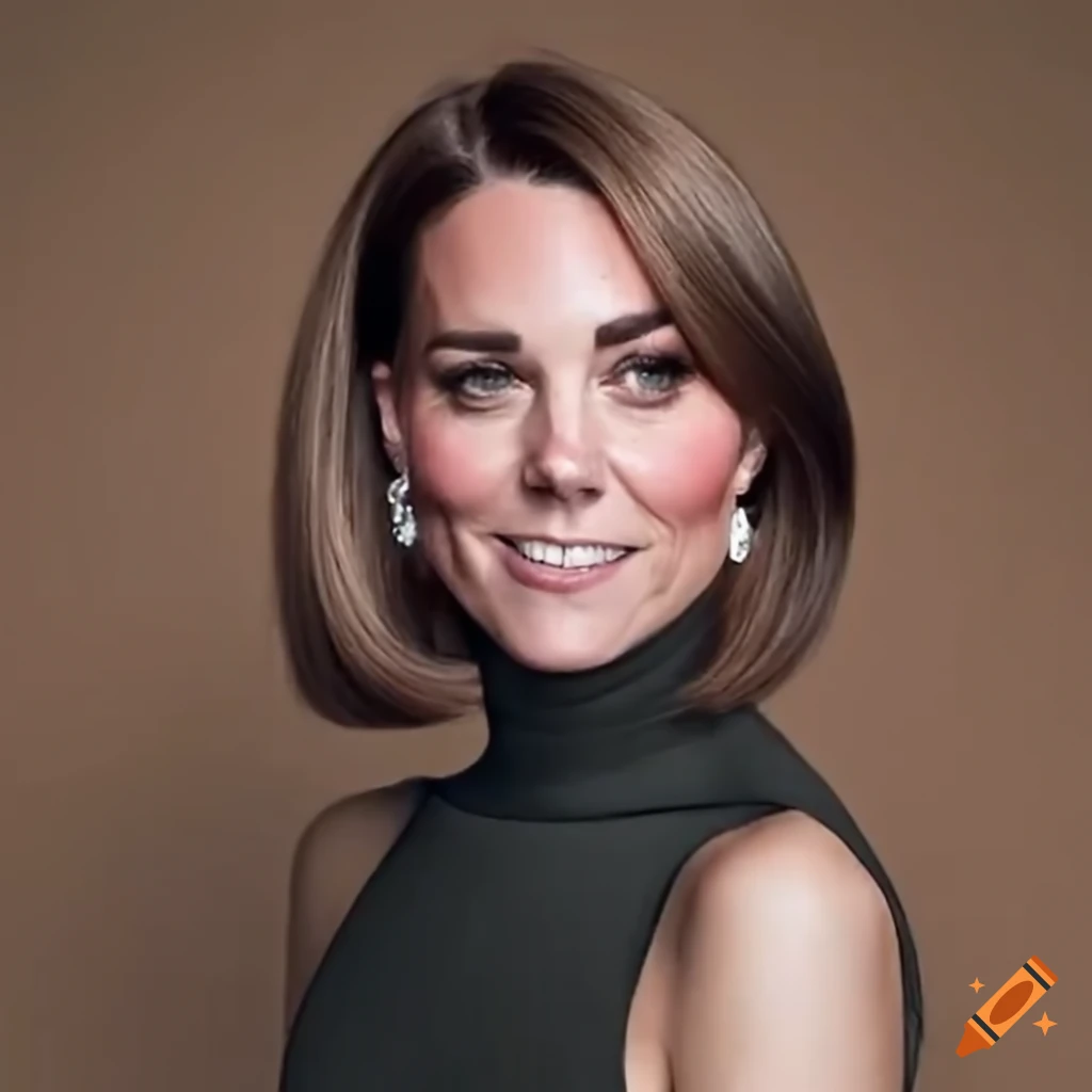 Kate middleton with a straight bob haircut on Craiyon
