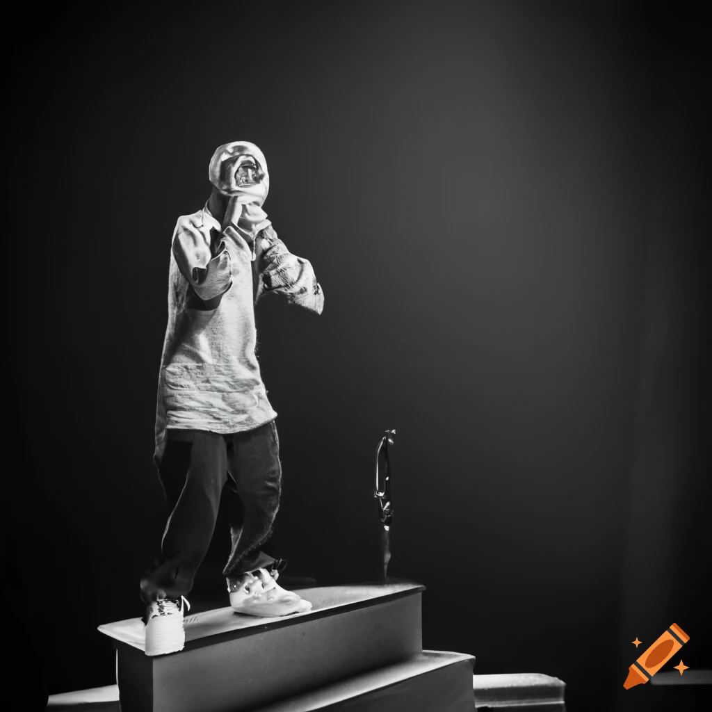 Young rapper performing on stage with a microphone