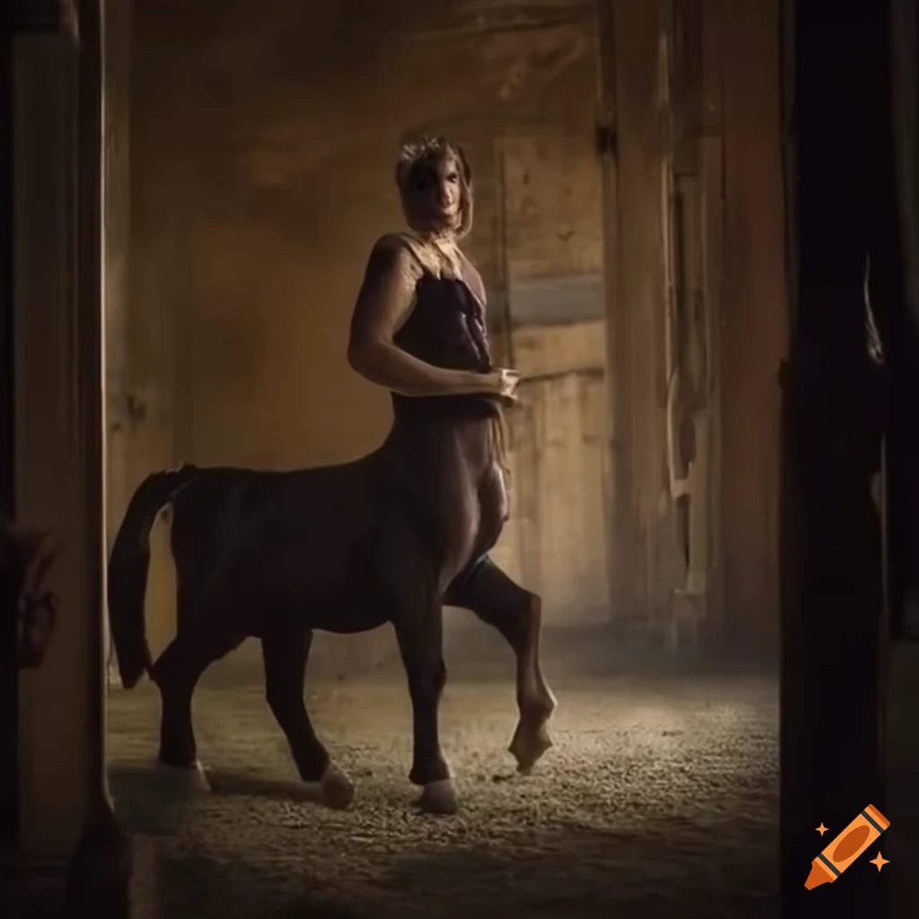 Cinematic photograph of a centaur in front of a mirror on Craiyon