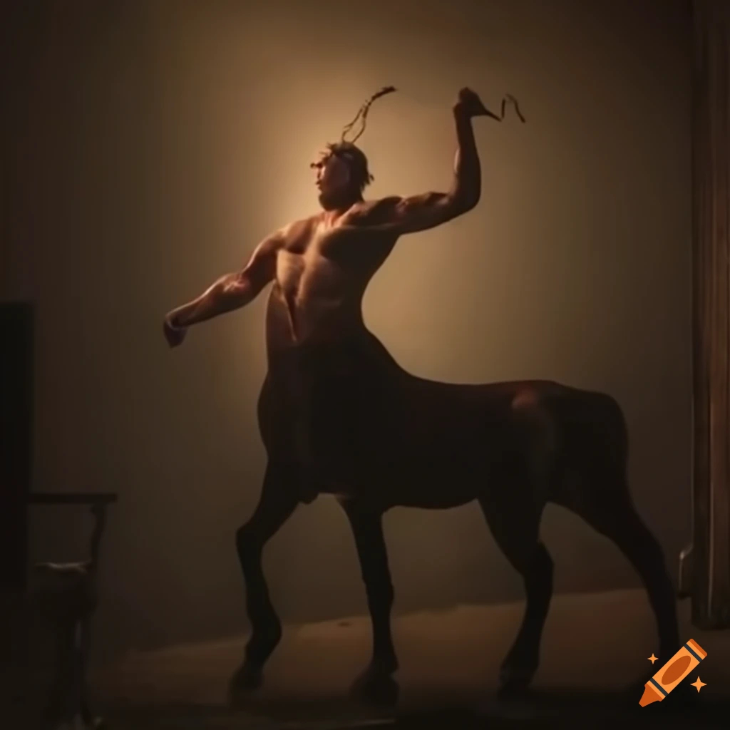 Cinematic photo of a centaur looking in a magic mirror on Craiyon