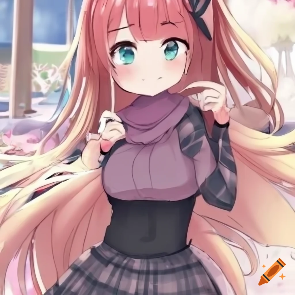 Introvert-friendly anime girl in spring attire on Craiyon