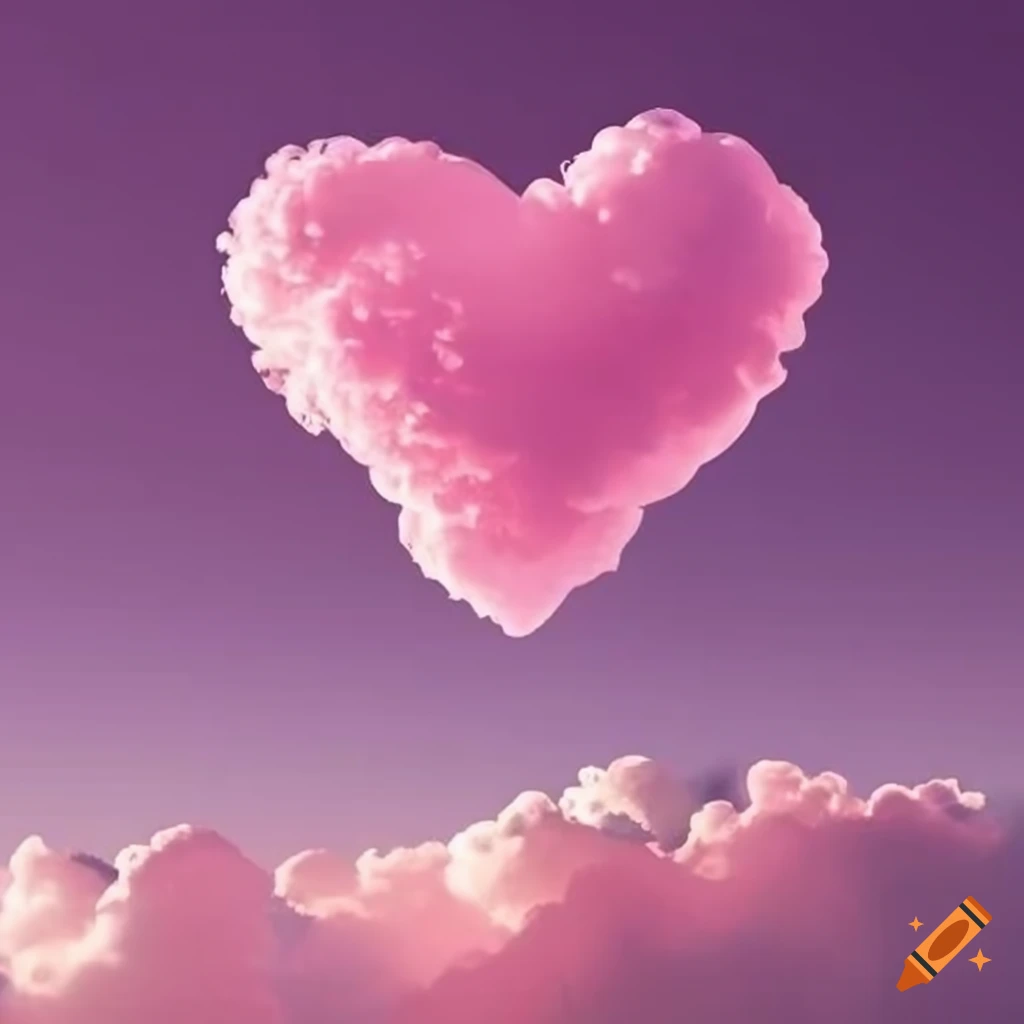 Pink heart-shaped cloud in the sky on Craiyon