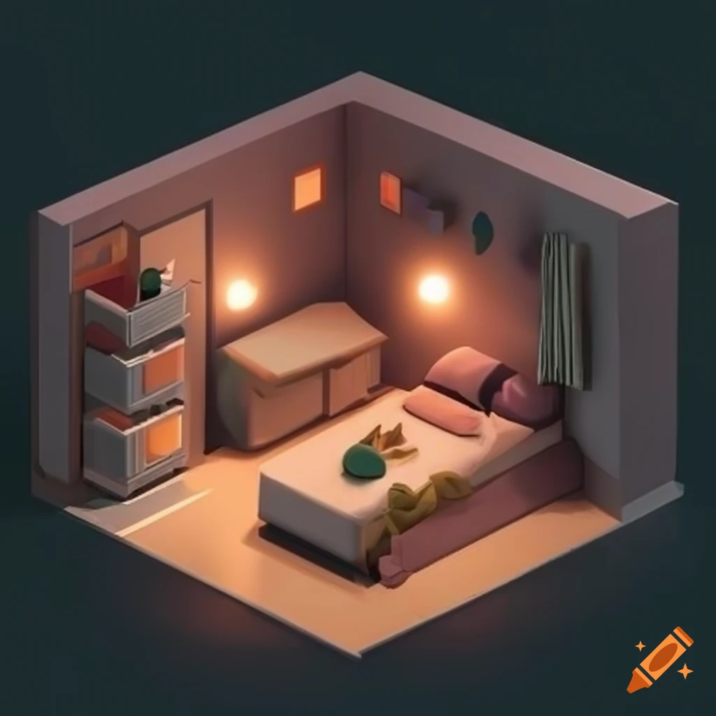 Cozy isometric room design on Craiyon