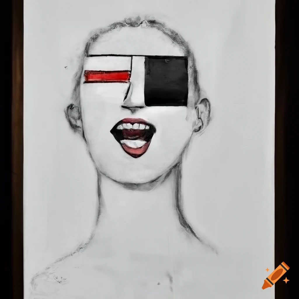 Dadaist chalk drawing of a singing face on Craiyon