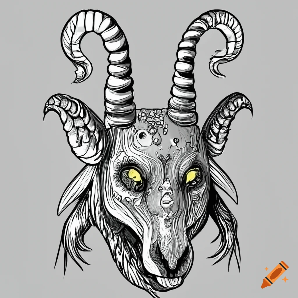 Coloring page of a capricorn baphomet