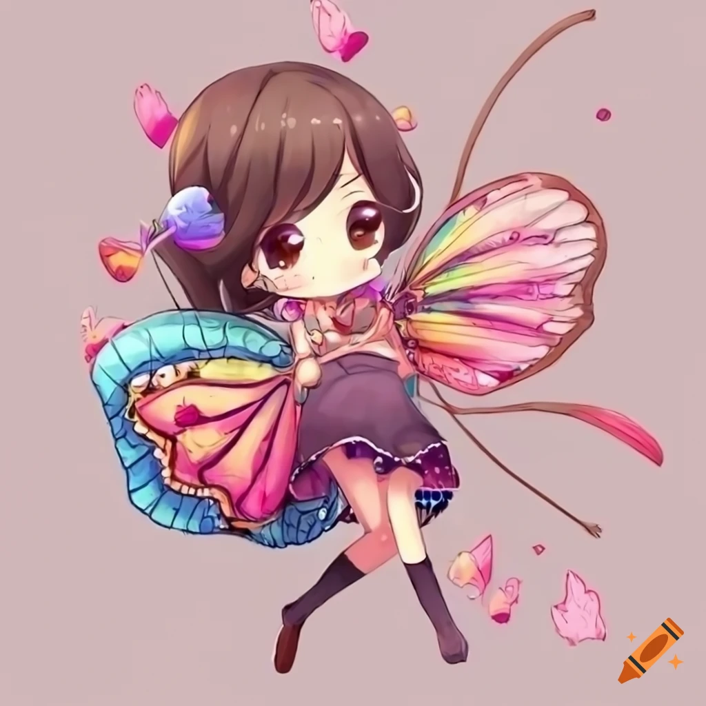 Chibi riding on a butterfly