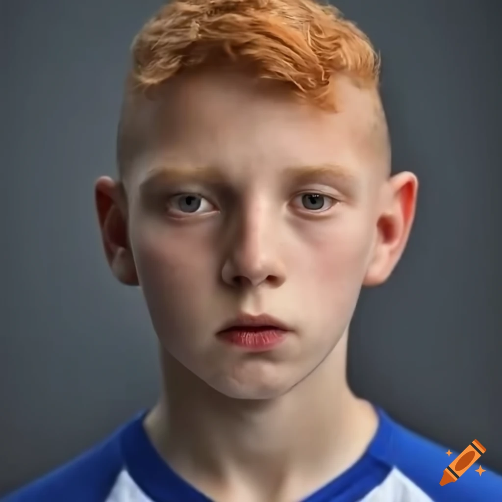 Portrait of a young ginger football player on Craiyon