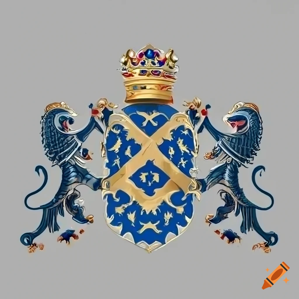 Coat of arms with lion and wave band on Craiyon