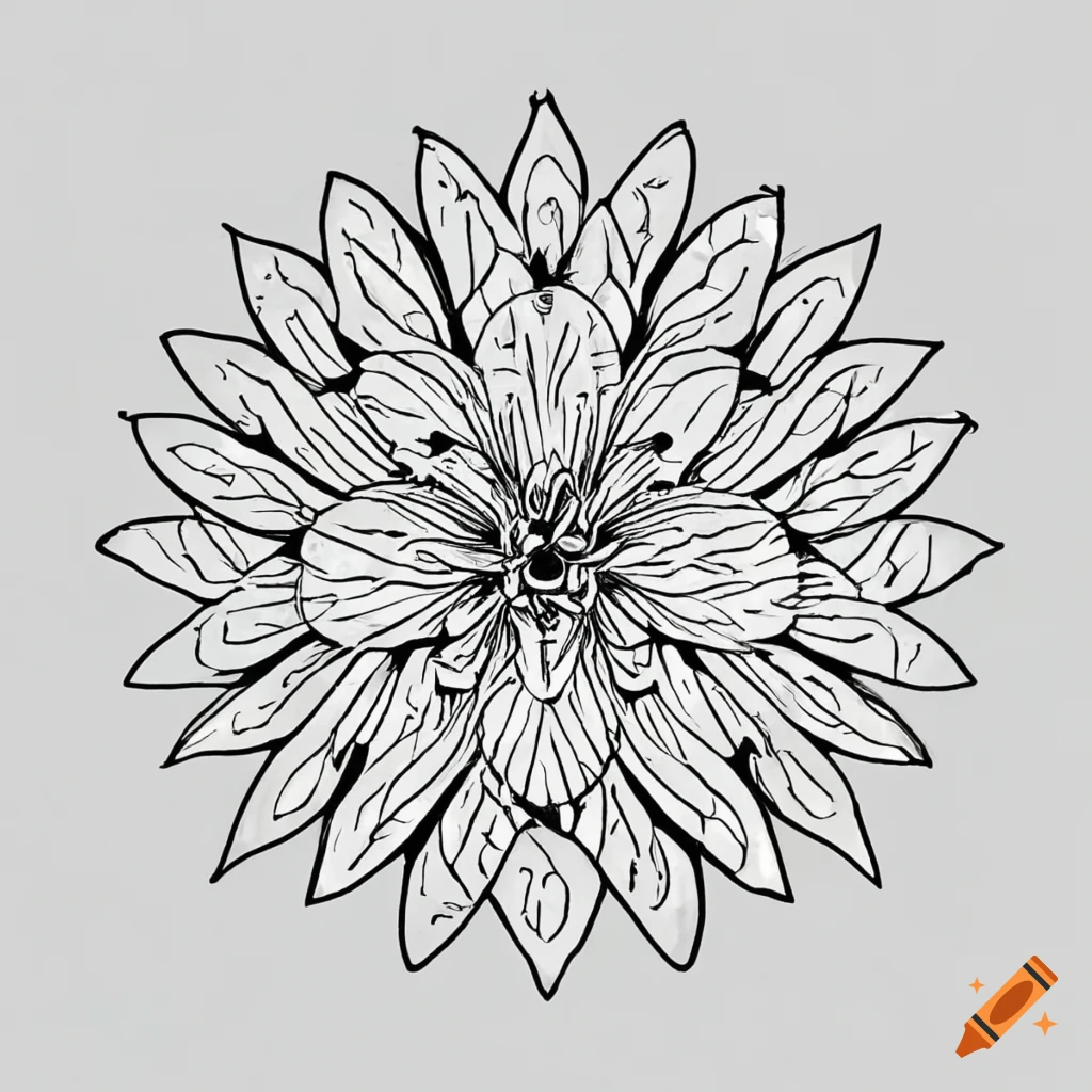Minimalistic black and white drawing of a kadupul flower on Craiyon