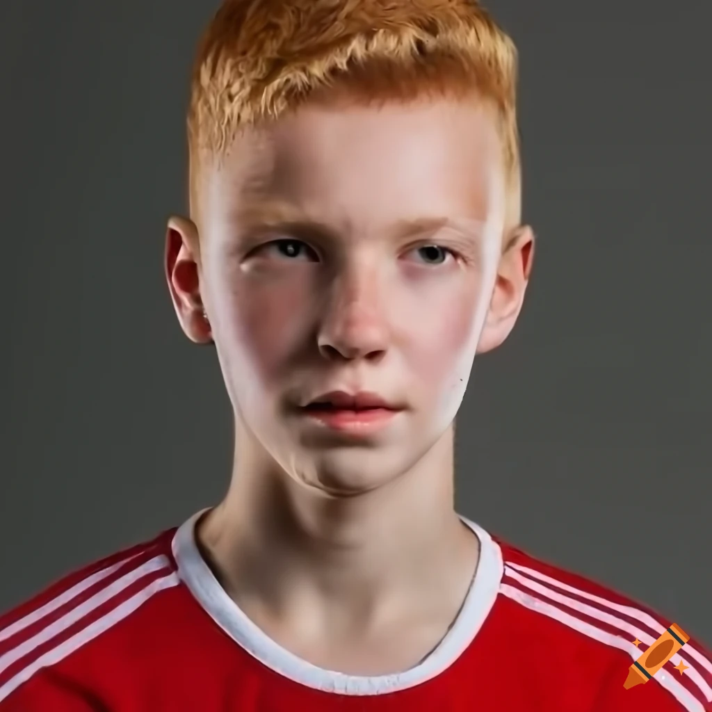 Portrait of a young ginger football player