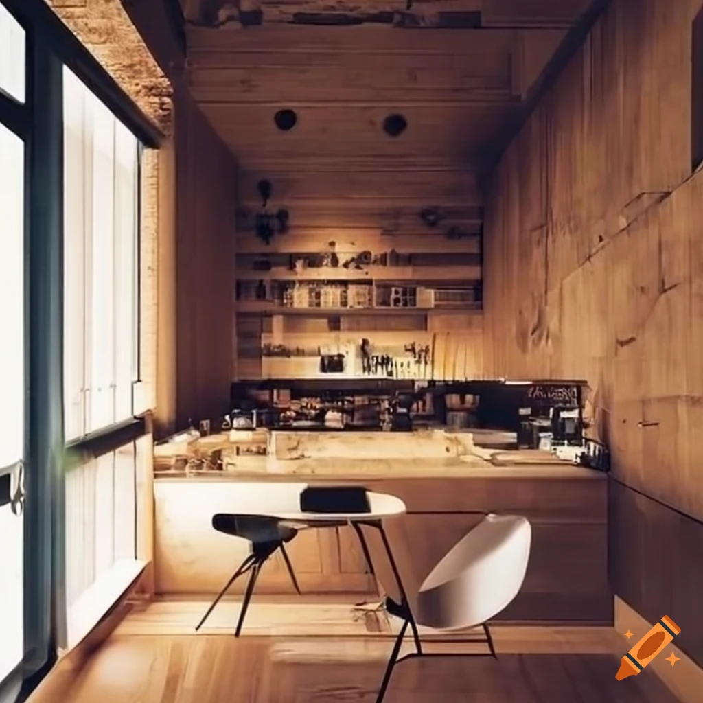 Secluded coffee shop with minimalist architecture on Craiyon