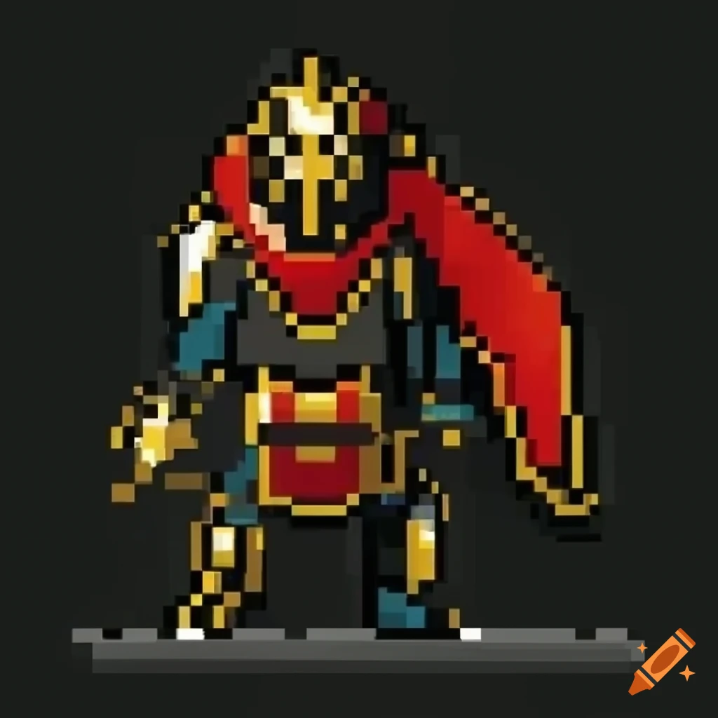 8-bit knight character on Craiyon
