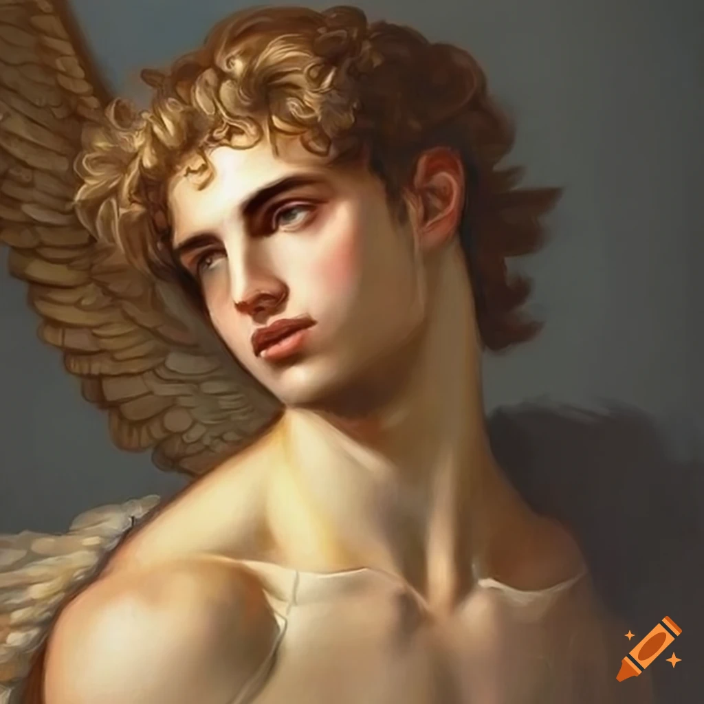 Classic greek painting of a handsome angel