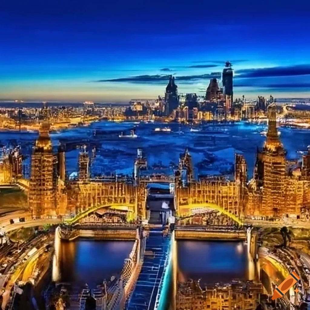 Panoramic view of famous landmarks worldwide on Craiyon