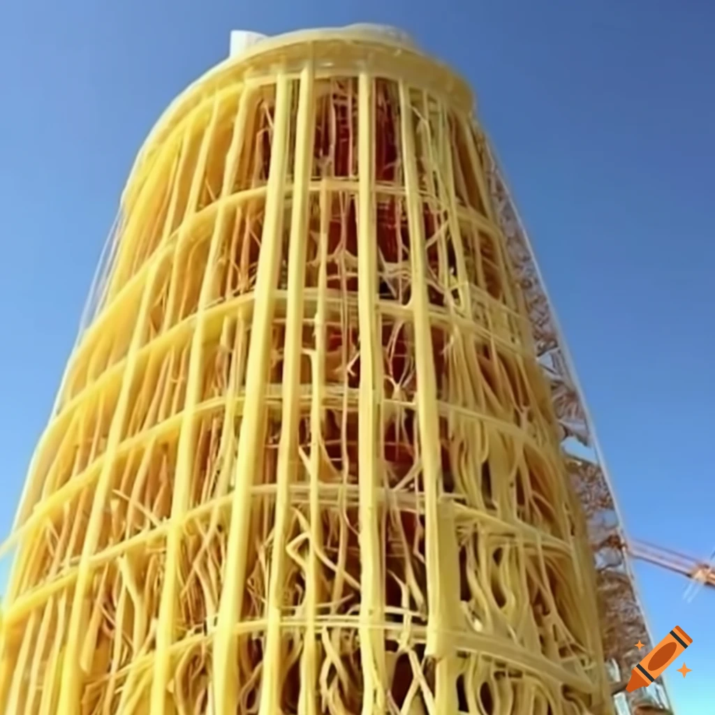 Impressive spaghetti and jello tower project on Craiyon