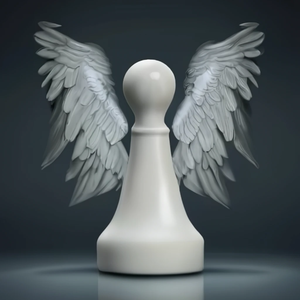 Chess pawn with angel wings