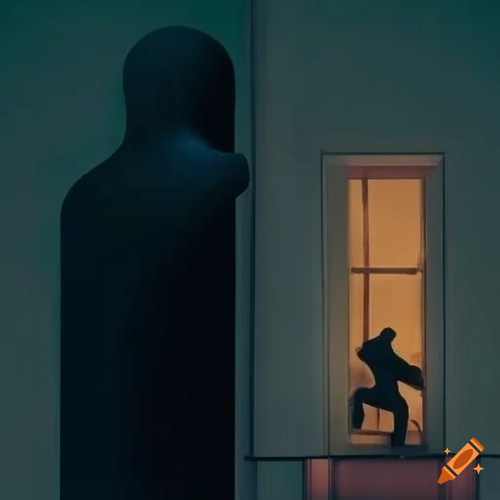 Abstract art of two figures looking out of a window on Craiyon