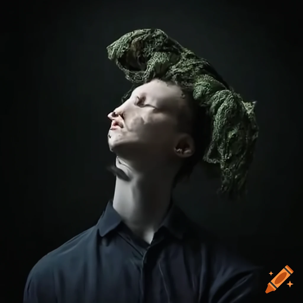 Surreal artwork of a man transformed into a tree on Craiyon