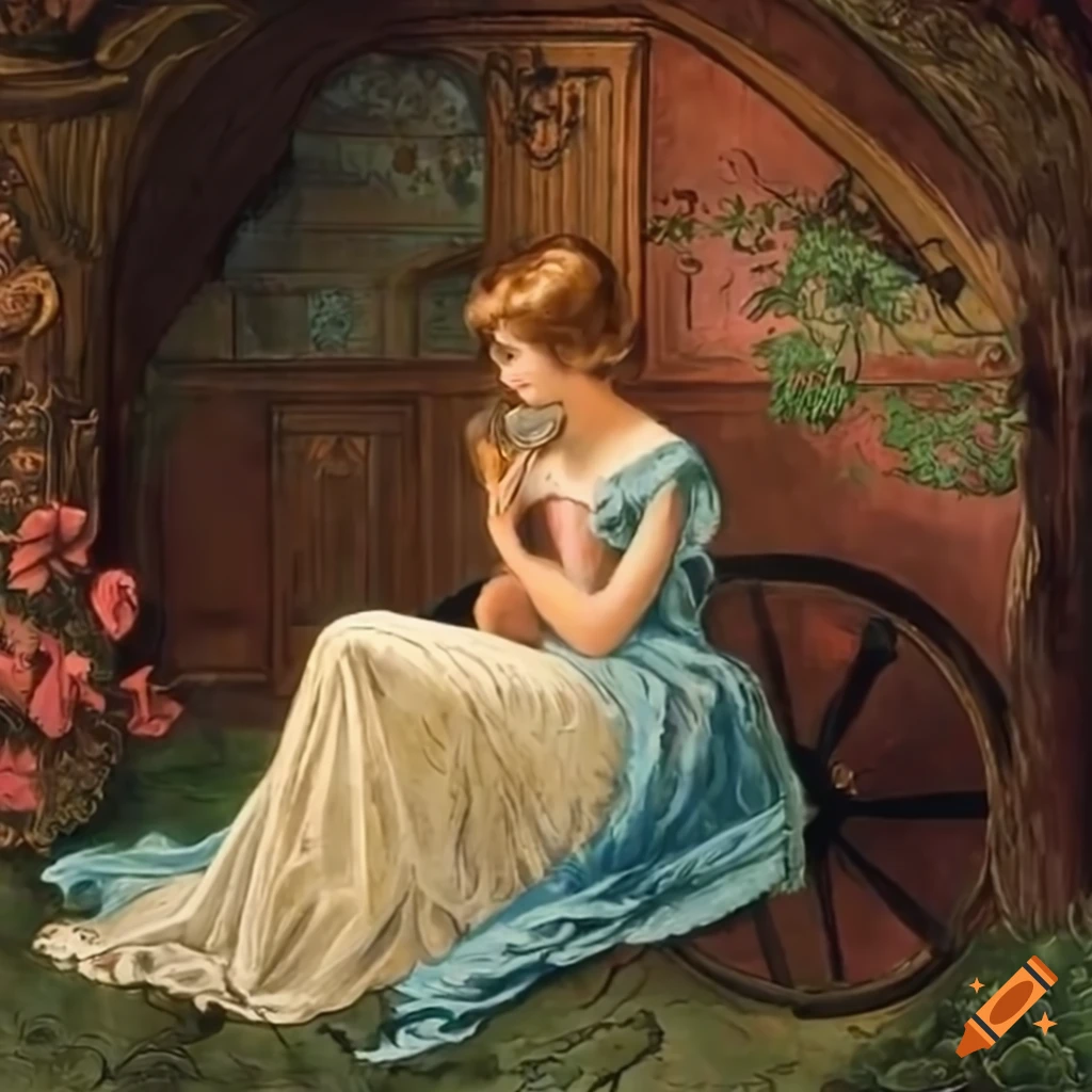 Illustration from the fairy tale "the nightingale and the rose" on Craiyon