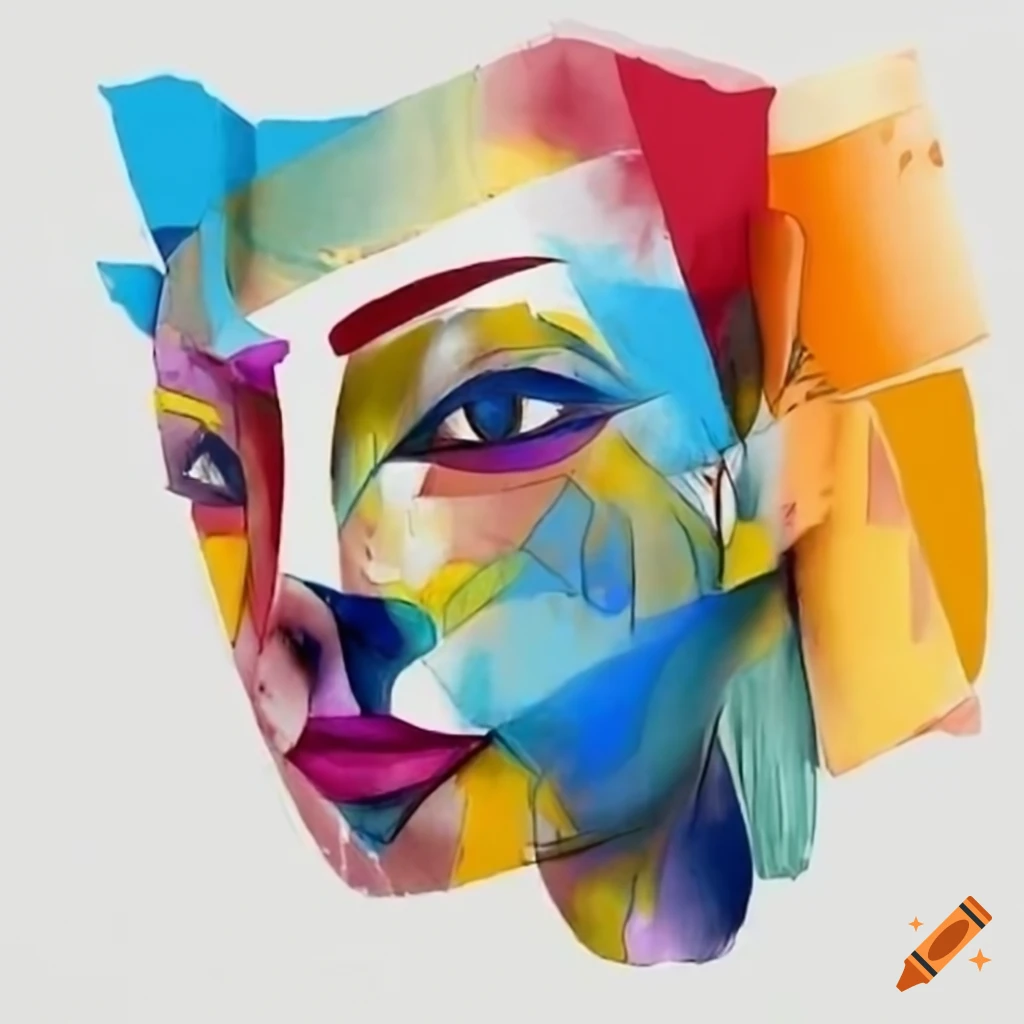 Cubist style artwork for t-shirt design