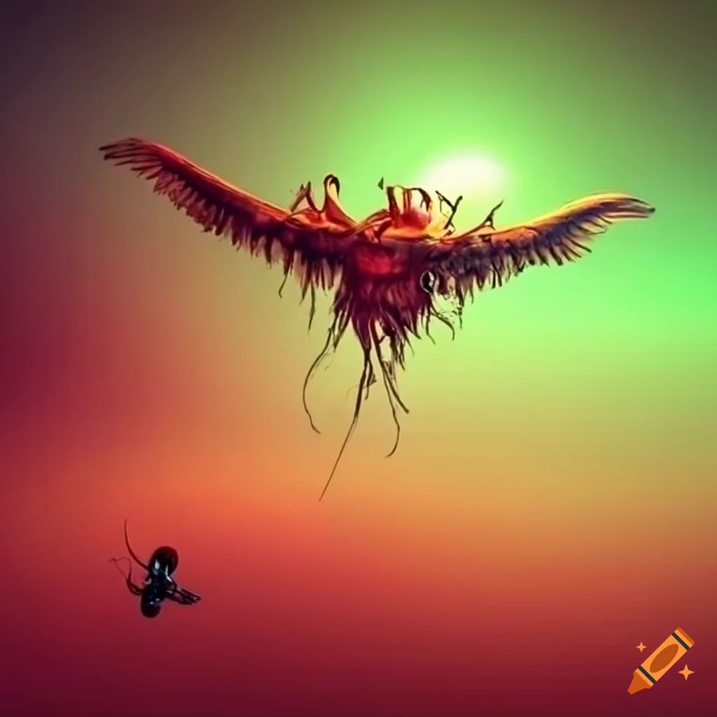 Fantasy illustration of rat gods flying in a colorful sky on Craiyon