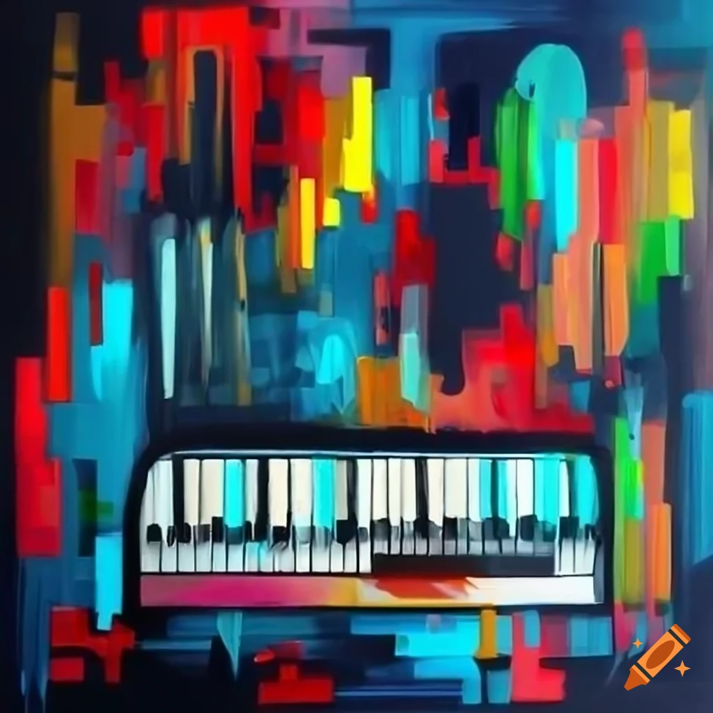 Abstract painting of a piano on Craiyon