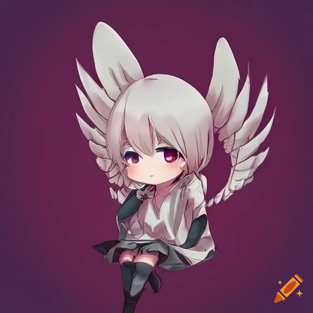 Chibi anime character with wings on Craiyon
