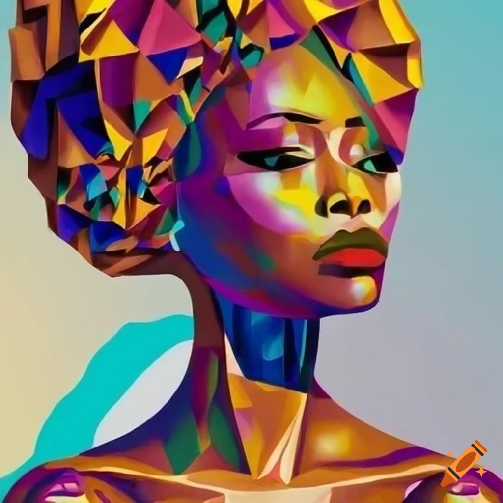 Abstract cubist representation of an african woman on Craiyon