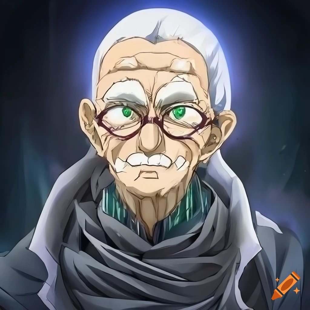 Image of an old anime man on Craiyon