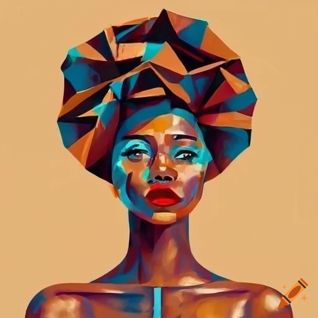 Abstract cubist representation of an african woman on Craiyon