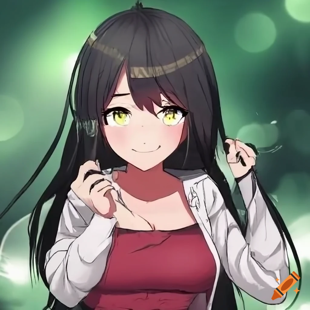 Digital art of a happy waifu character on Craiyon