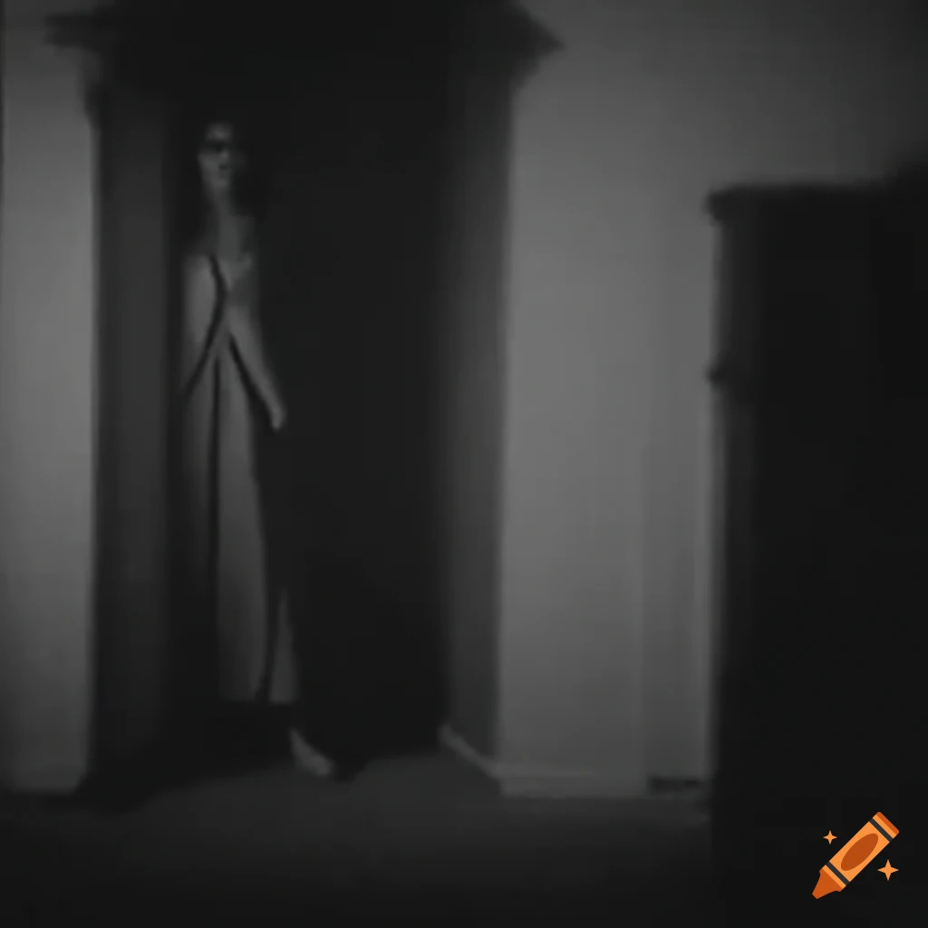 Retro horror footage of a woman with exaggerated frown on Craiyon