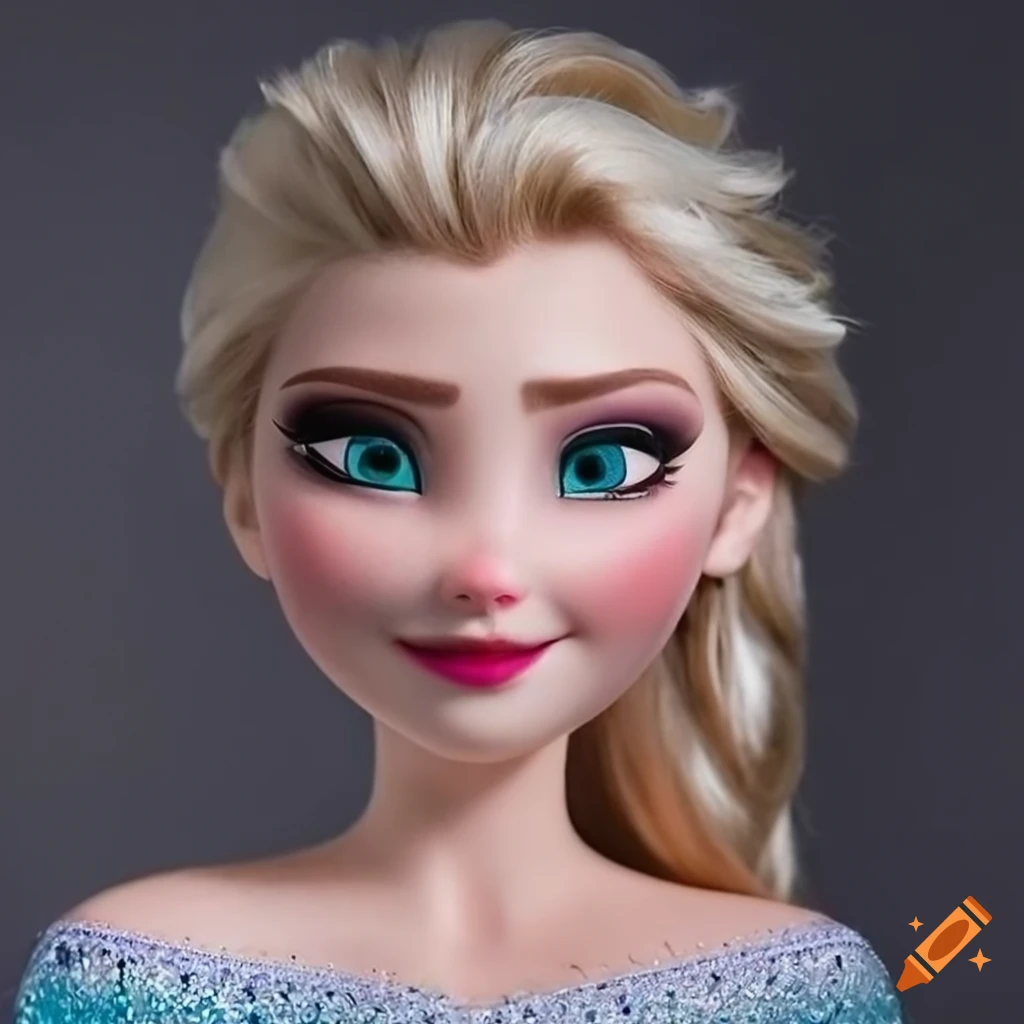 High-resolution portrait of Elsa from Disney's Frozen on Craiyon