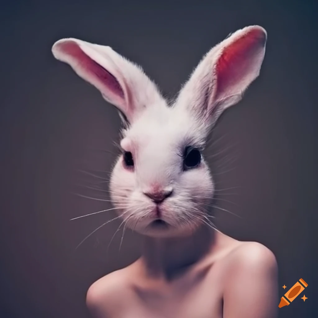Surreal photo of a woman with a bunny head on Craiyon