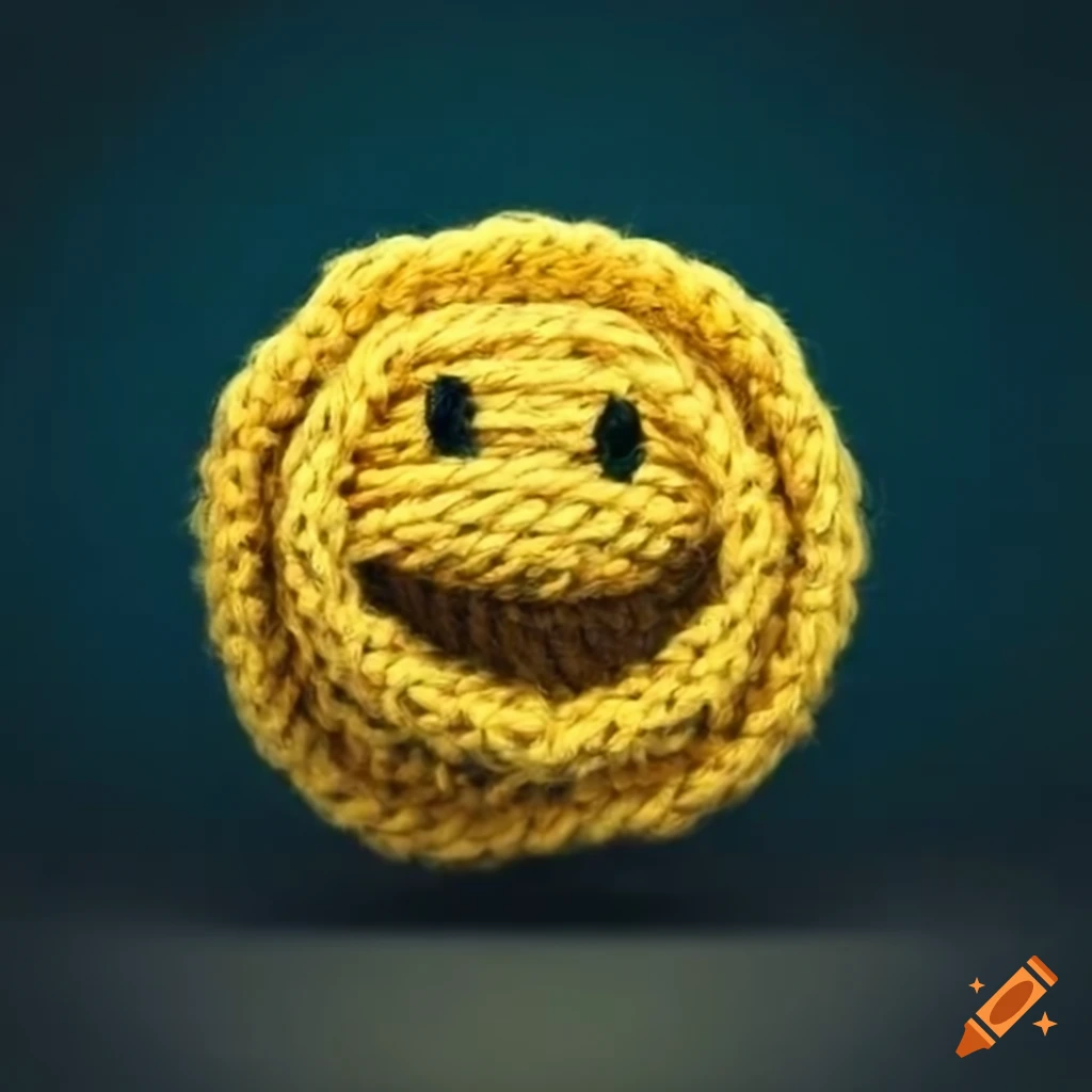 Yarn smiley face sculpture on Craiyon