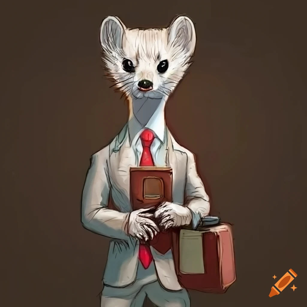 Image of a weasel in a suit holding a briefcase on Craiyon