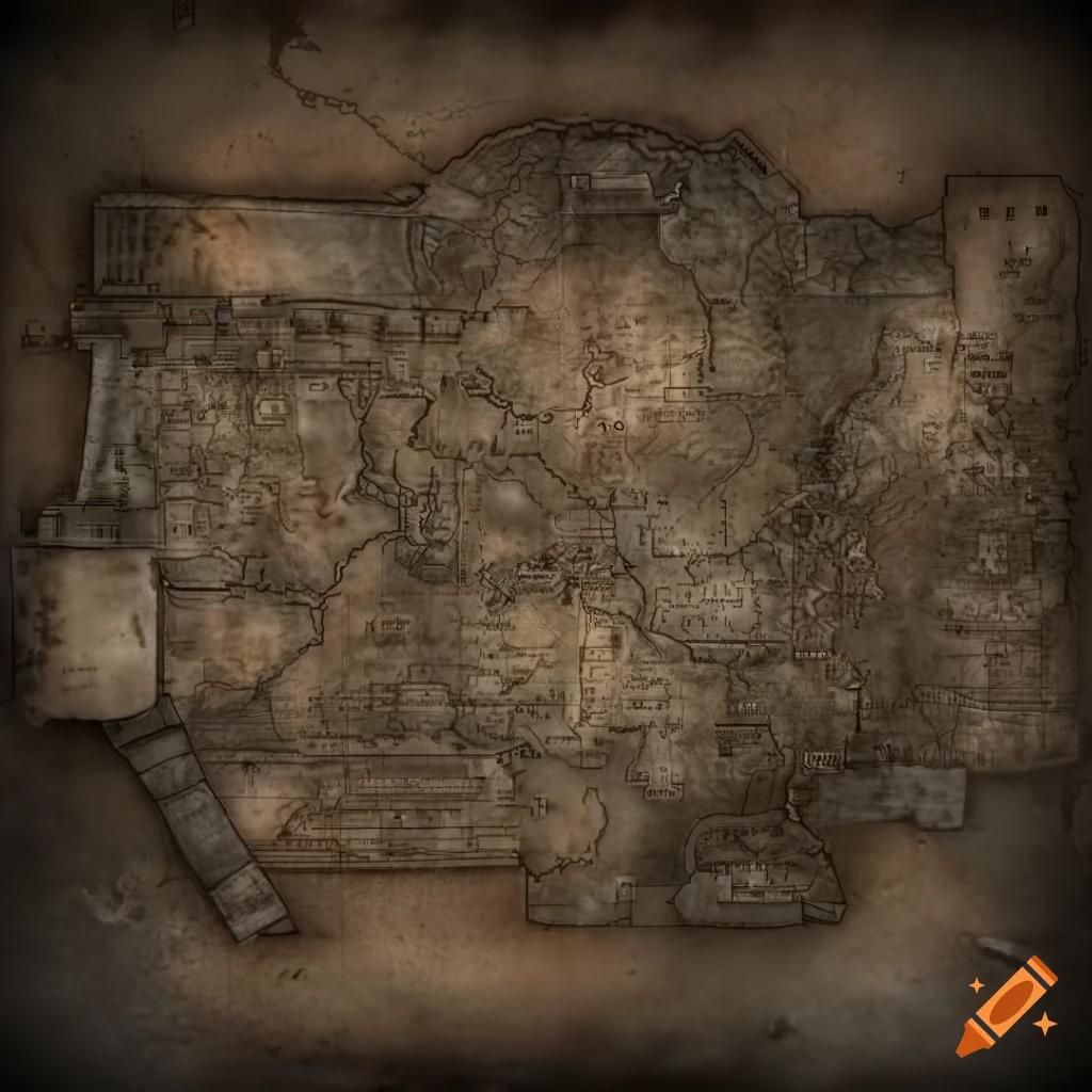 Detailed maps of post-apocalyptic wasteland on Craiyon