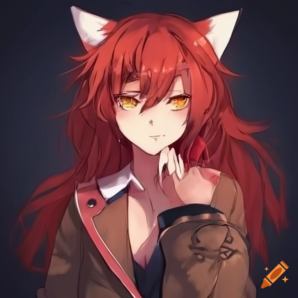 Red-haired genderbend fox on Tubarururu's Twitter account on Craiyon