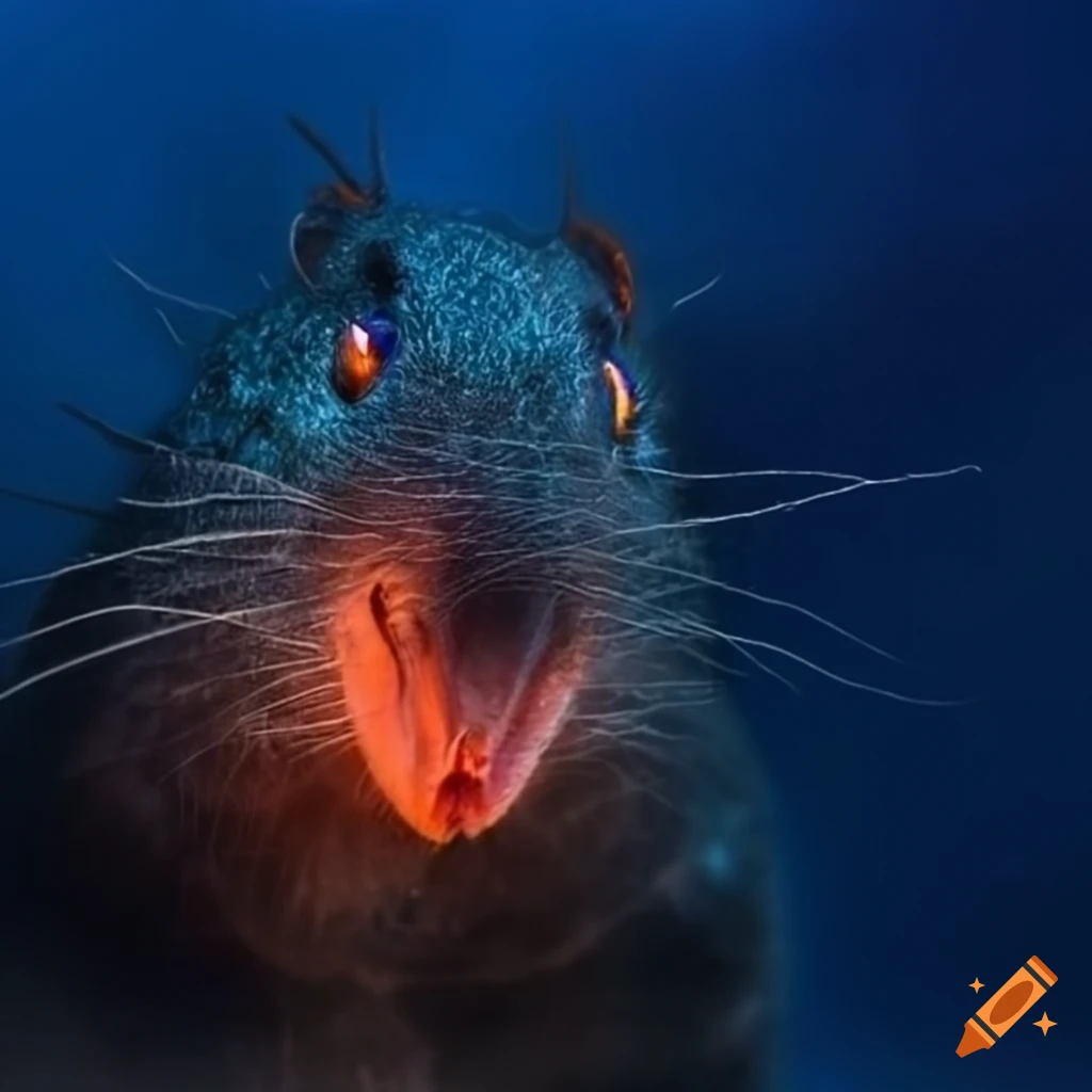 Image of a rat god in a stormy blue background on Craiyon