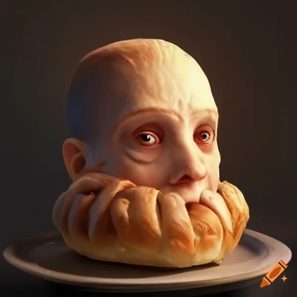 Illustration of a person transforming into a toaster strudel on Craiyon