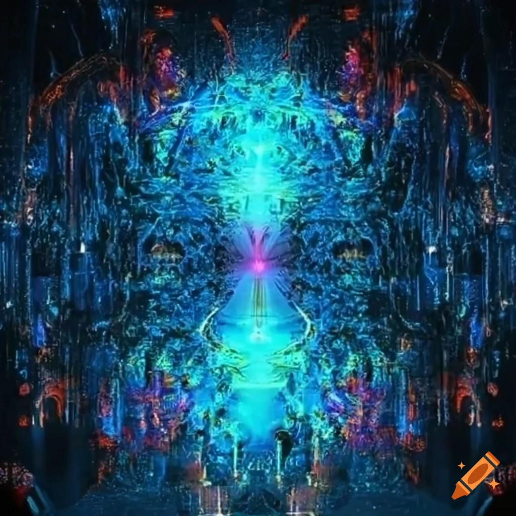 Image of a quantum computer connected to a vast neural network on Craiyon