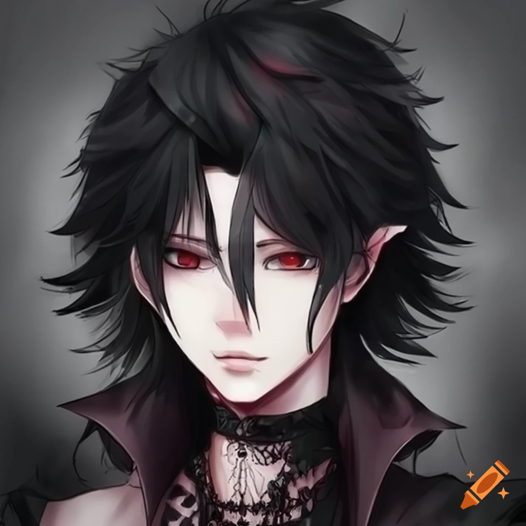 Image of an anime goth vampire boy on Craiyon